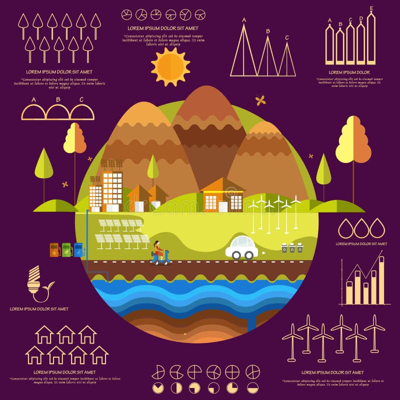 Set of Various Ecology Infographic Elements. Stock Illustration ...
