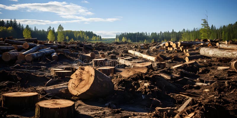 The Concept of Ecology Problems, Deforestation Stock Illustration ...