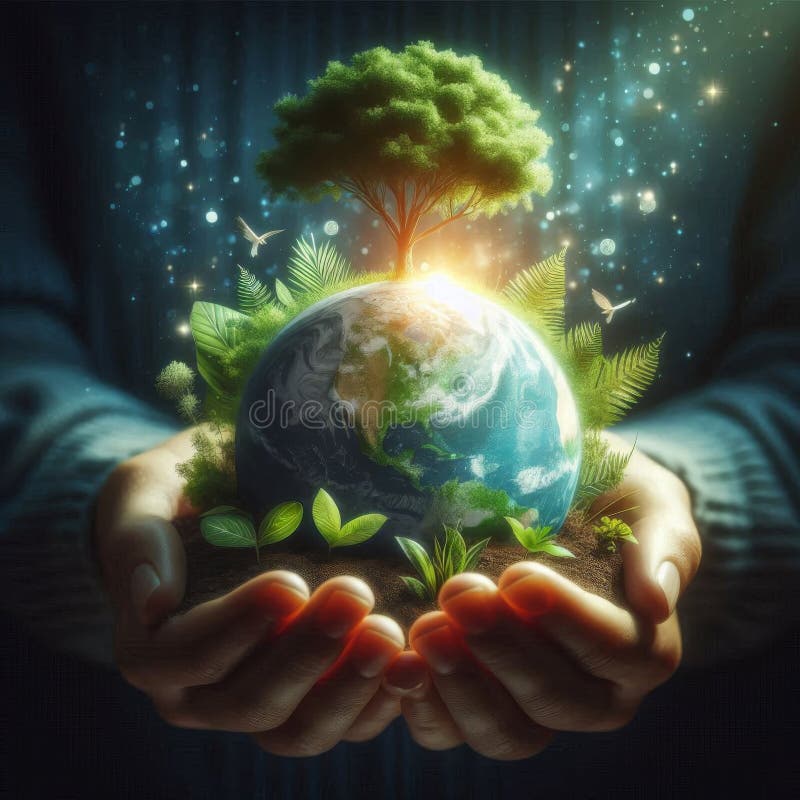 Concept of Education for Earth Day with Hands Protecting a Growing ...