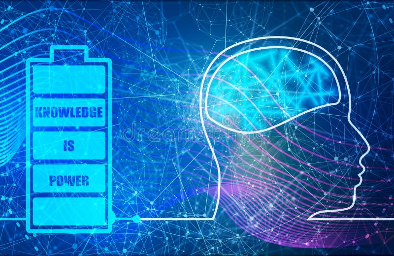 Human Head Connected with Full Level Energy Battery Stock Illustration ...