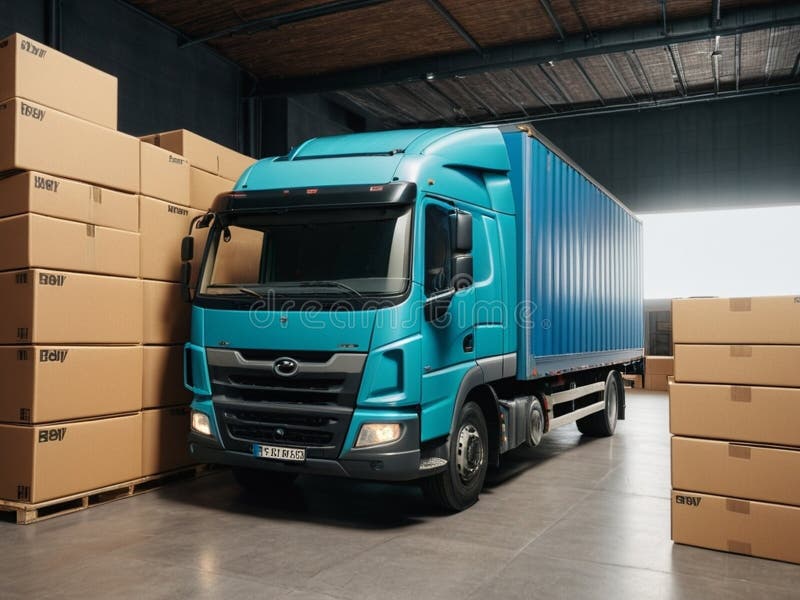 Efficient Logistic Delivery Truck and Boxes.AI Generated Stock ...