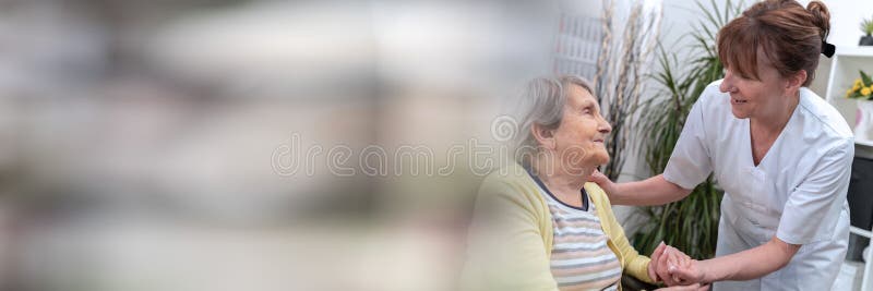 Concept of Elderly Support; Panoramic Banner Stock Photo - Image of ...