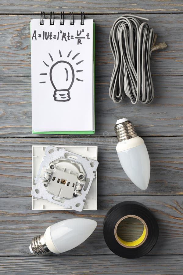 Concept of Electrician or Electrical Tools, Top View Stock Image ...