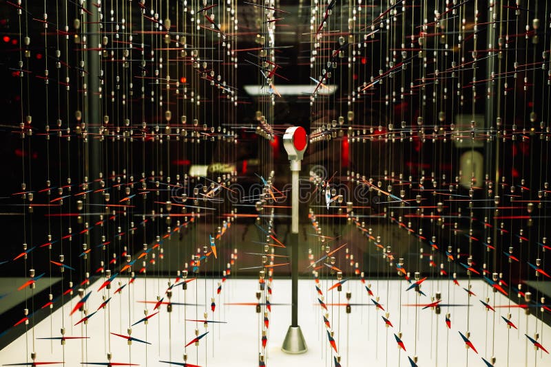 Concept of Electromagnetism. Magnets and Compass on Needles. Science ...