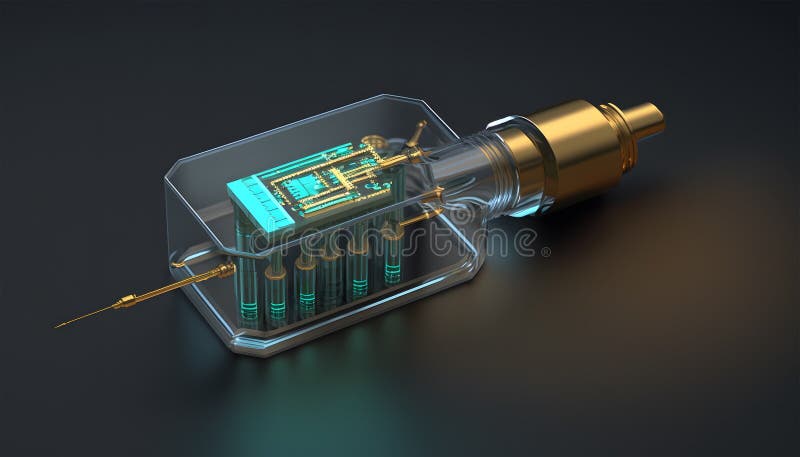Concept of Electronic Syringe. Microchip Implanter Stock Illustration ...
