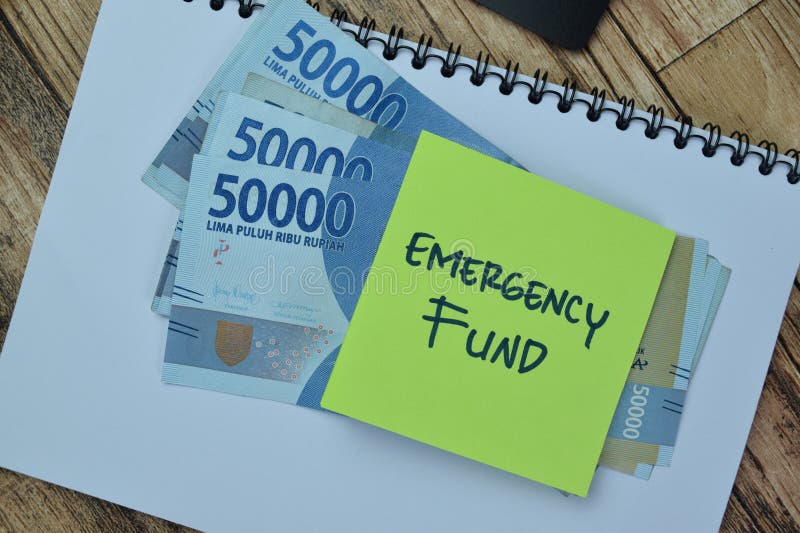Concept of Emergency Fund Write on Sticky Notes with Indonesian ...