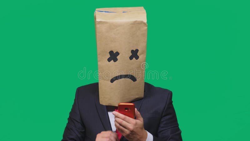 Concept of Emotion, Gestures. a Man with a Package on His Head, with a ...