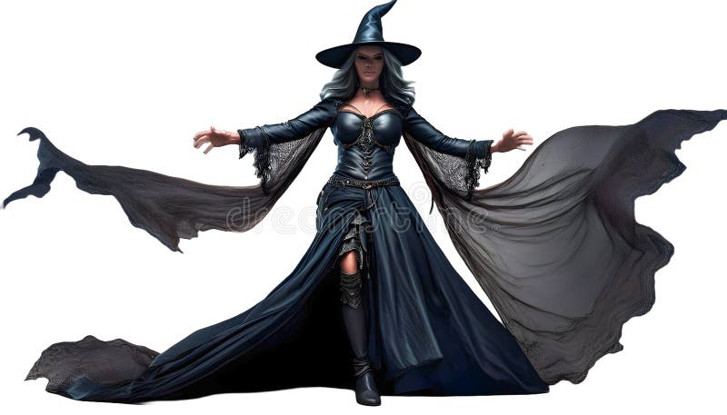 Concept: Emotions and Chills. Old Gothic Style Witch Dancing Ominously ...