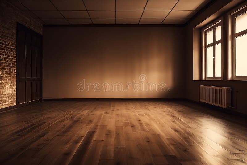 Empty Brown Room. Generative AI Stock Illustration - Illustration of ...