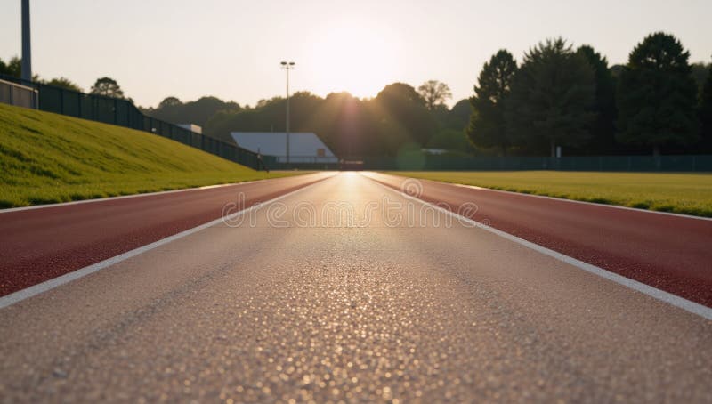 Empty Running Track at Dawn Stock Illustration - Illustration of ...