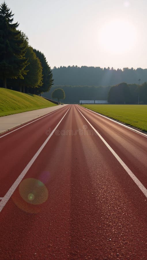 Empty Running Track at Dawn Stock Illustration - Illustration of ...