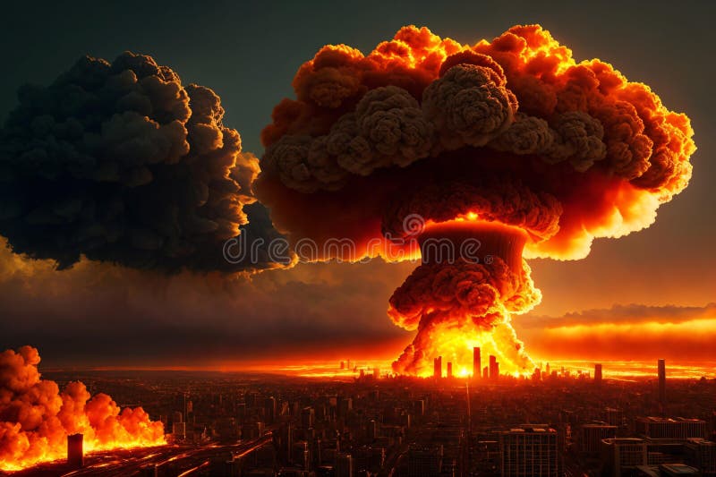 The End of the World a Nuclear Explosion in the City.AI Generated Stock ...