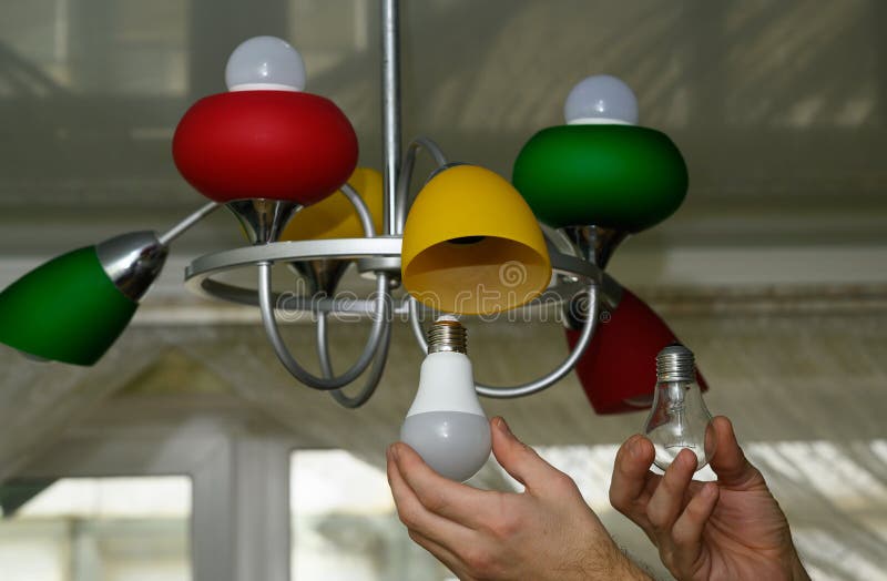 The Concept of Energy-efficient LED Lamps Stock Image - Image of lamp ...