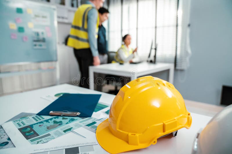 Concept of Engineering Meeting with Protective Helmet for Competent ...