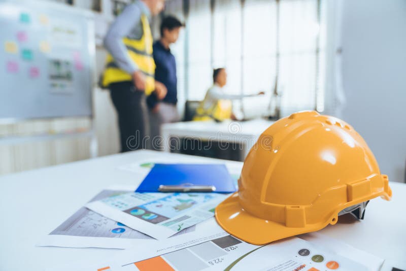 Concept of Engineering Meeting with Protective Helmet for Competent ...