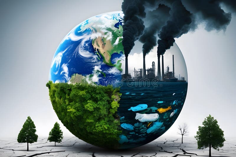 A Concept of Environmental Pollution with Planet Earth Stock Photo ...