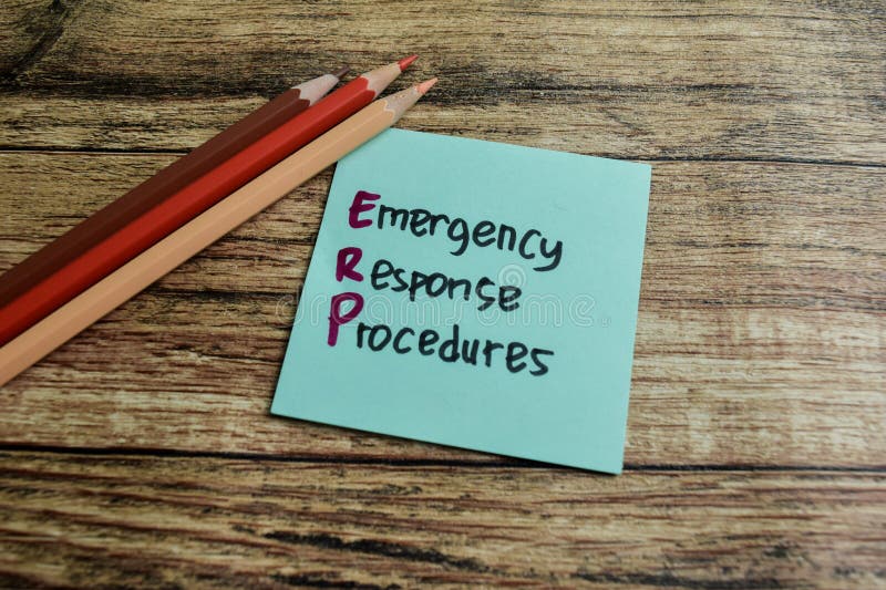 Concept of ERP - Emergency Response Procedures Write on Sticky Notes on ...