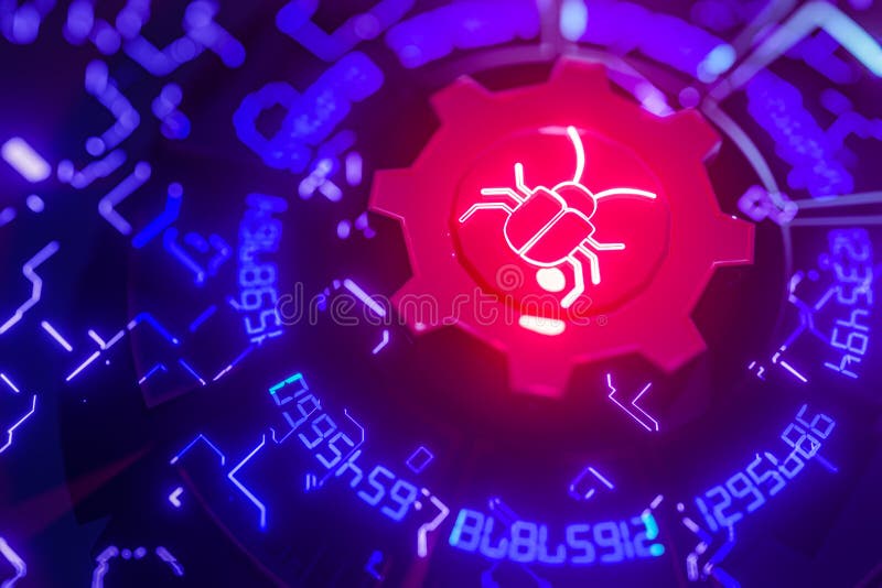 Concept of Errors in the Firmware of the Computer System. 3D Render ...