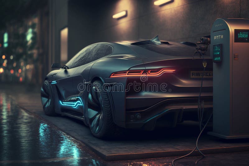 Concept EV car for future stock illustration. Illustration of energy ...