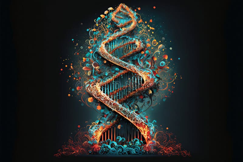 Concept of the Evolution of Human DNA Illustration Helix Background ...