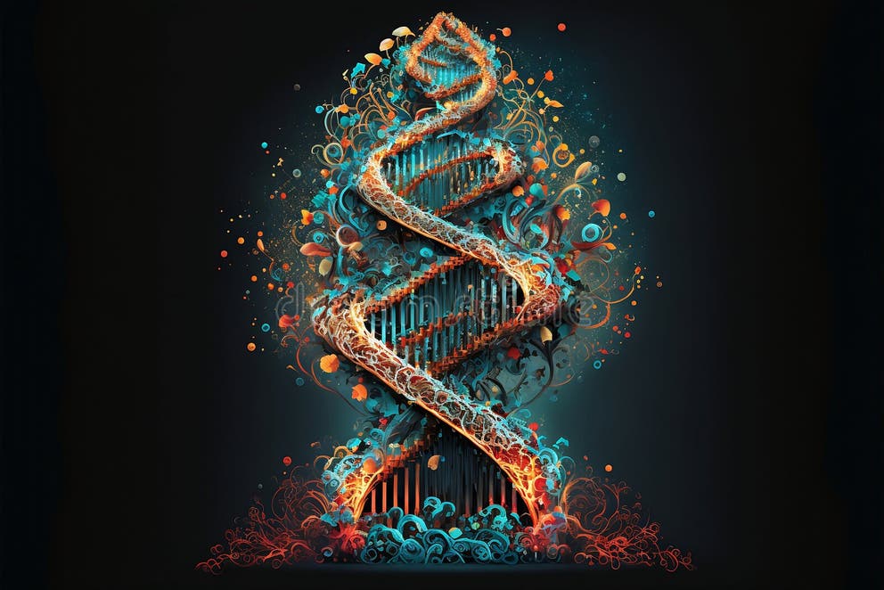 Concept of the Evolution of Human DNA Illustration Helix Background ...