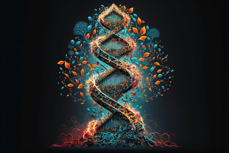 Concept of the Evolution of Human DNA Illustration Helix Background ...