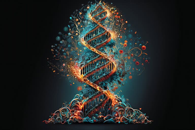 Concept of the Evolution of Human DNA Illustration Helix Background ...