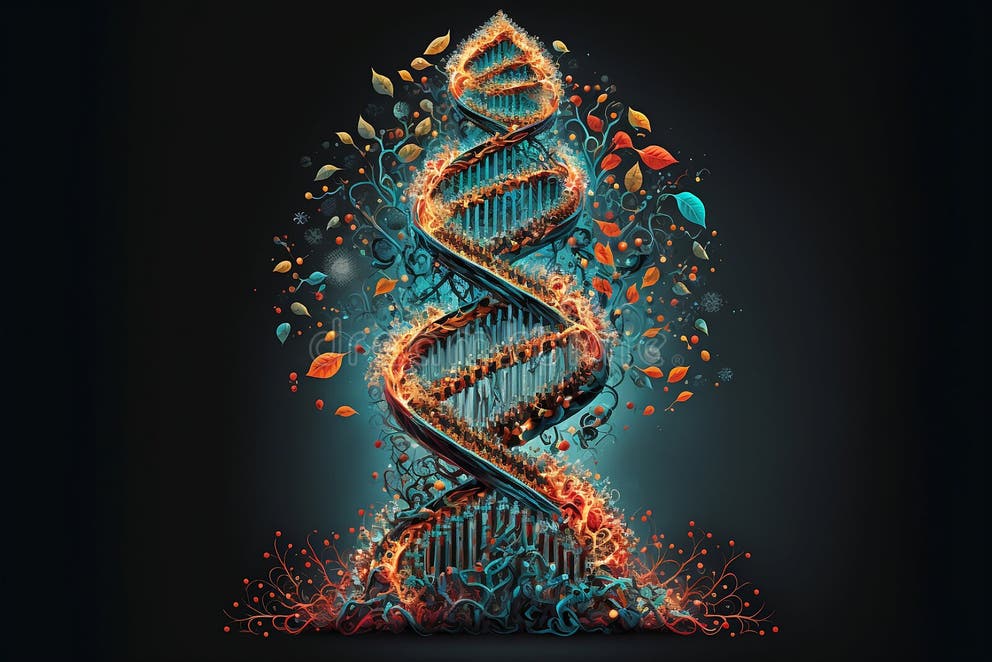 Concept of the Evolution of Human DNA Illustration Helix Background ...