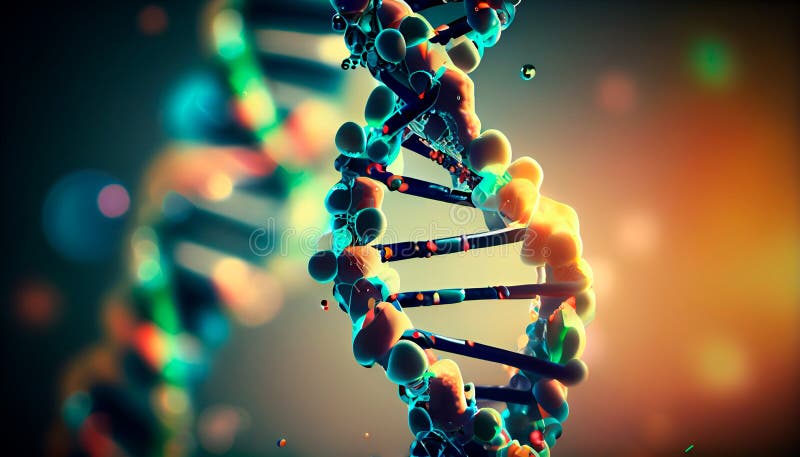 Concept of the Evolution of Human DNA Under a Microscope. Generative AI ...