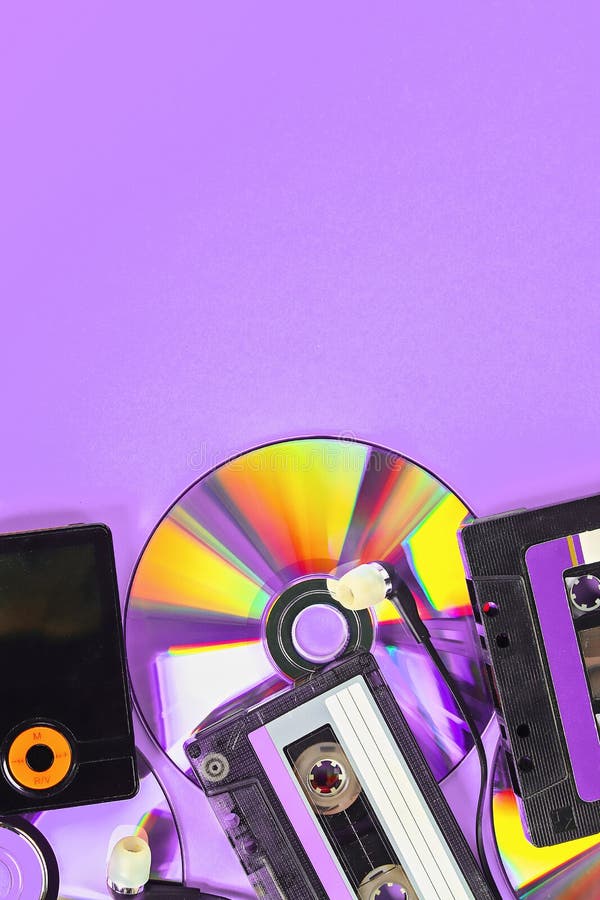 The Concept of Evolution Music. Cassette, CD-disk, Mp3 Player. Vintage ...