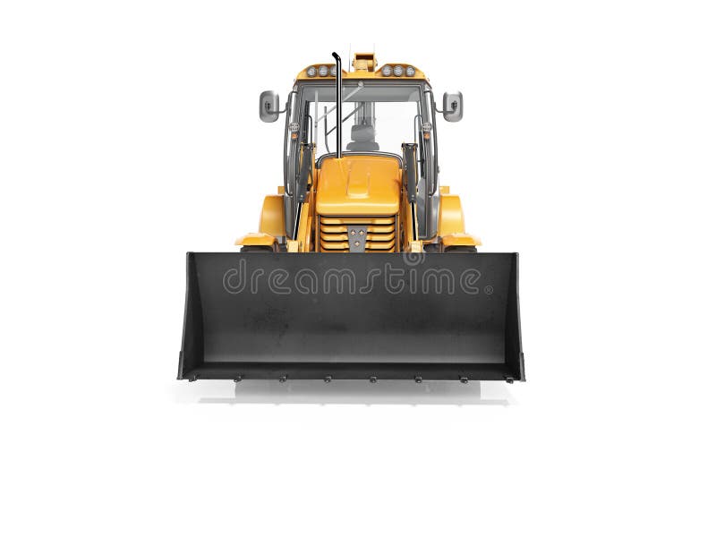 Concept Excavator Loader Wheel Front View 3d Render on White Background ...