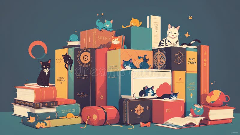 Explore the Magic of Reading with this Whimsical Bookshelf Vector Art ...