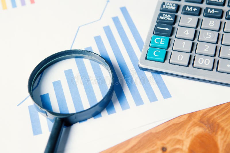 Concept Explored Costs. Calculator, Statistics and Magnifier Stock ...