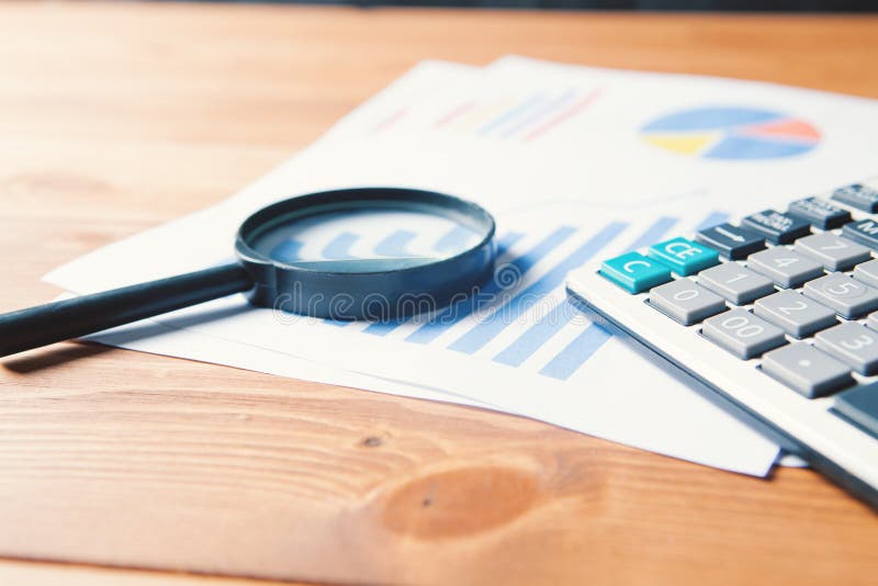Concept Explored Costs. Calculator, Statistics and Magnifier Stock ...