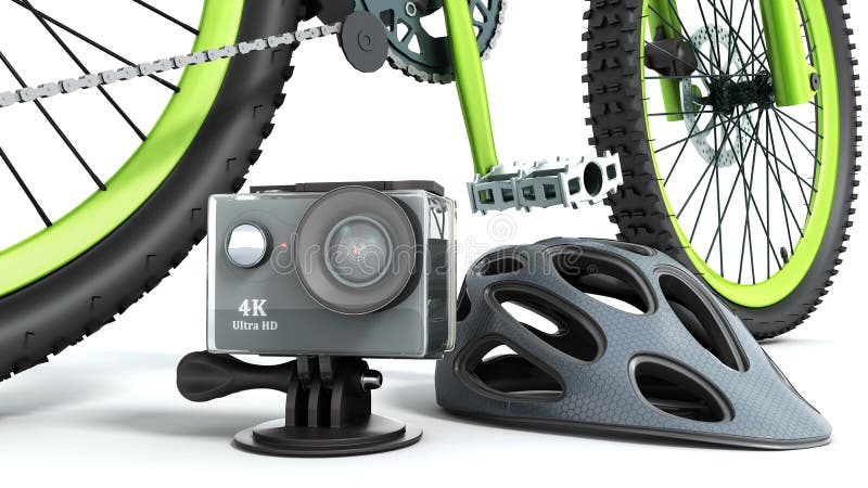 The Concept of Extreme Sports Action Camera Bicycle Helmet and B Stock ...