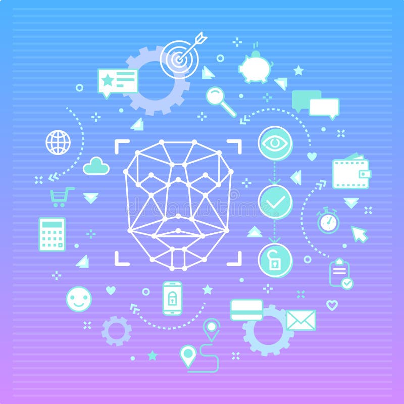 Concept of Face ID. Face Recognition Abstract Tech Background with Line ...