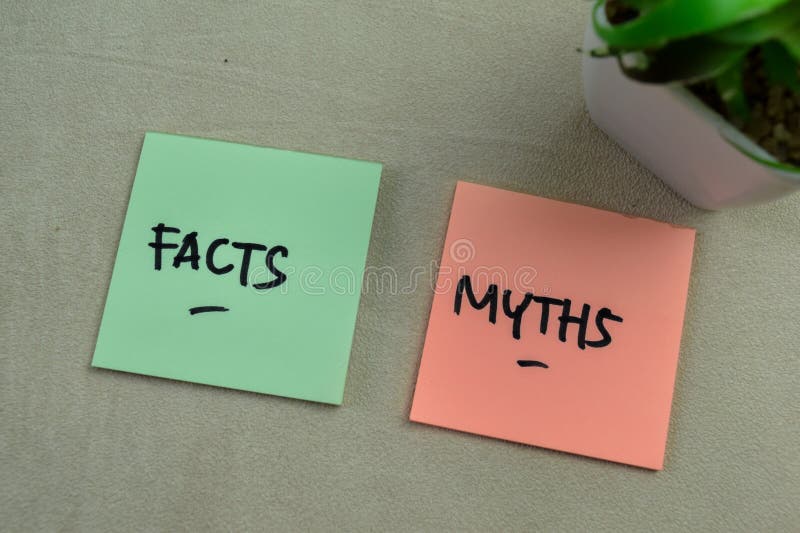 Concept of Facts or Myths Write on Sticky Notes Isolated on Wooden ...