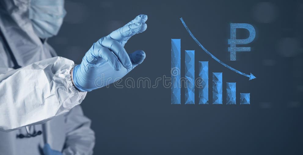 The Concept of the Fall of the Ruble on the Chart. the Doctor Clicks on ...