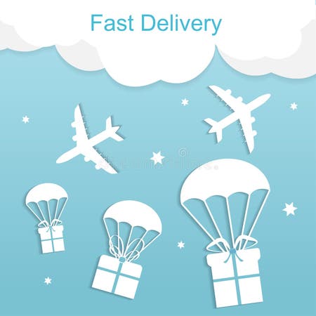Concept of Fast Delivery Airplane with Gift Boxes Stock Vector ...