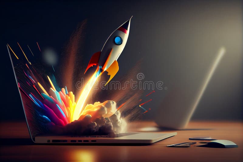 Concept for Fast Internet Using a Laptop and a Rocket..generative Ai ...