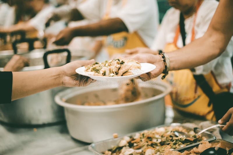 The Concept of Feeding : the Hands of the Poor Receive Food from the ...