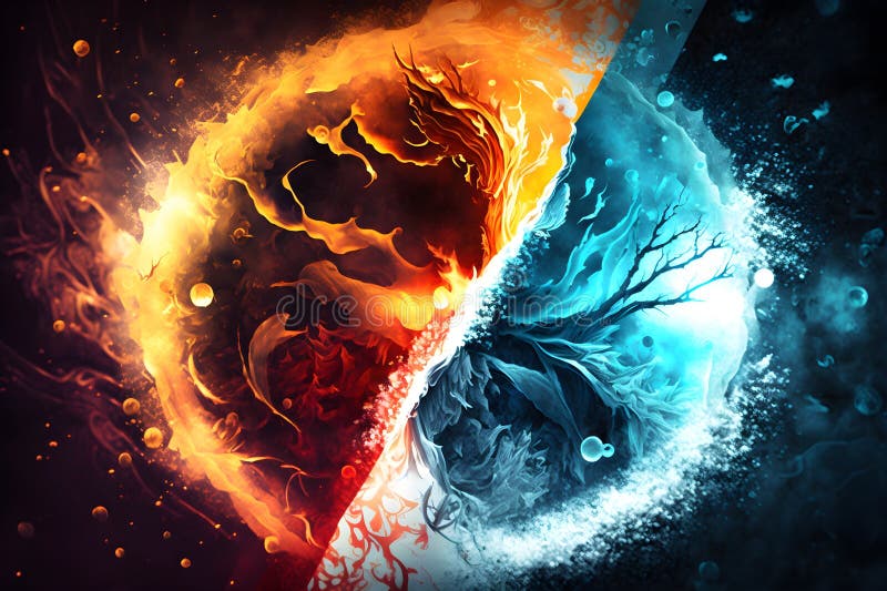 Concept of Fighting Ice and Fire Stock Illustration - Illustration of ...