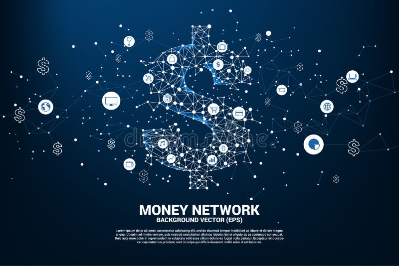 Vector Money Dollar Icon from Polygon Dot Connect Line. Stock ...