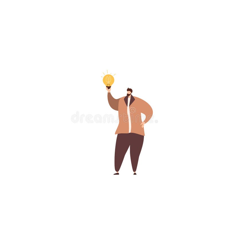 Concept of Finding Brilliant Ideas. Man with Light Bulbs Stock Vector ...