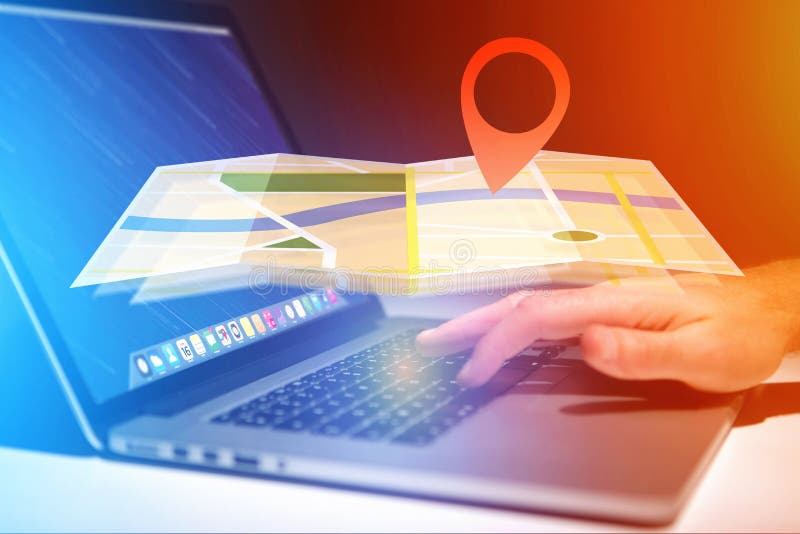 Concept of Finding a Place on an Online Map - Technology Concept Stock ...