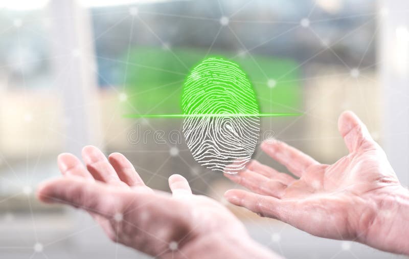 Concept of Fingerprint Security System Stock Photo - Image of code ...