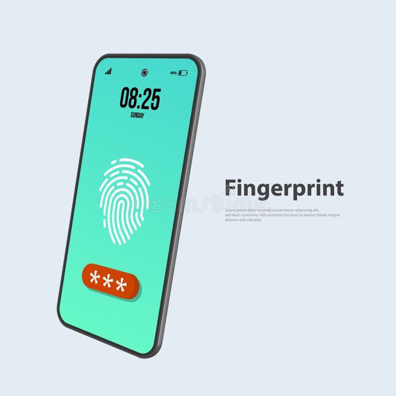 Concept of Fingerprint Sensor on Phone.Access To Data. Fingerprint on ...