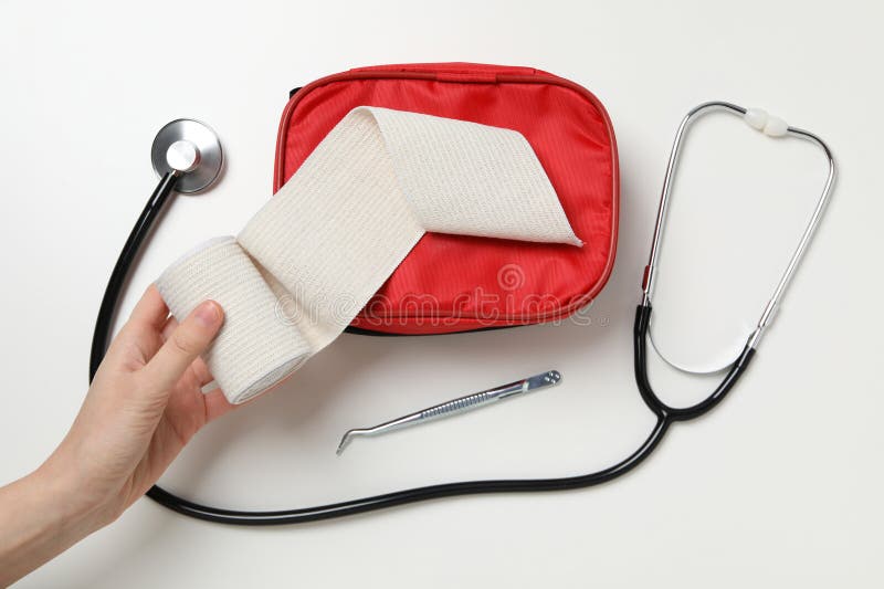Concept of First Aid Kit, First Aid Kit Supplies Stock Photo - Image of ...