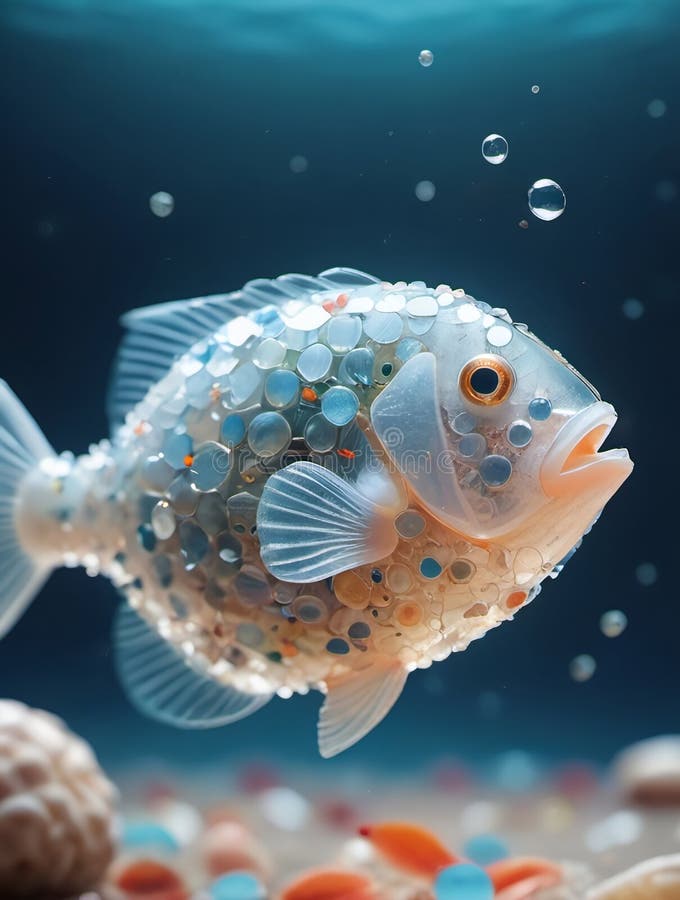 Fish Made of Microplastics and Waste in Ocean, Concept of Ocean ...
