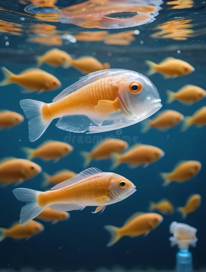 Fish Plastic Bottle Shape Floating Underwater, Marine Plastic Pollution ...